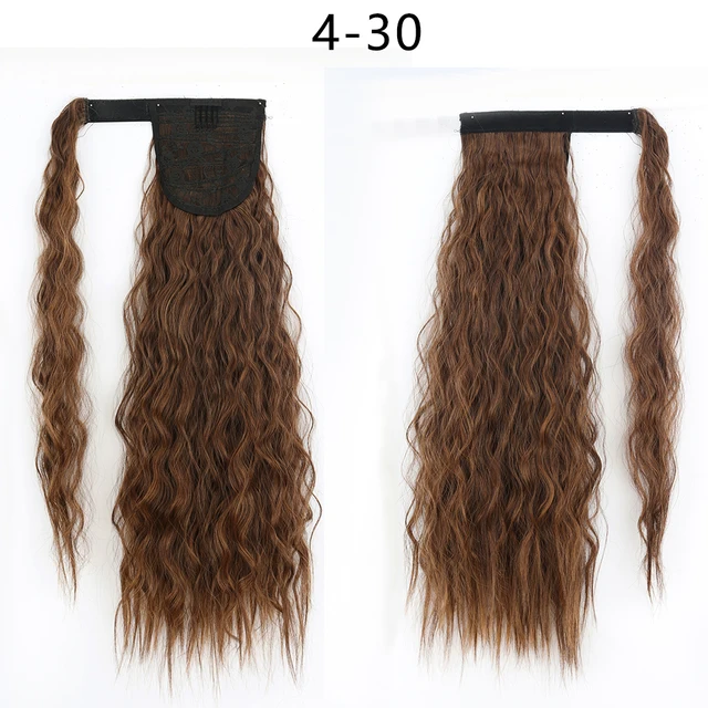 Synthetic 34 inch wavy / straight ponytail hair extensions