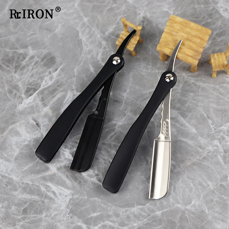 RIRON-Frosted-Handle-Men-Straight-Edge-Feather-Folding-Razor-Manual ...