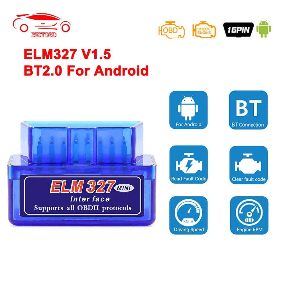 블루투스 호환 2.0 ELM 327 V 1 5, 안드로이드 OBD 2 자동차 진단 스캐너 도구, 자동 코드 리더, elm327 V1.5 OBD2 ODB2|mini ...