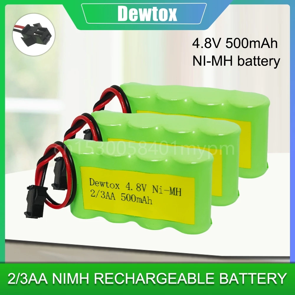 4-8V-2-3AA-Rechargeable-Ni-Mh-Battery-pack-500mAh-with-Plugs-cell-for ...
