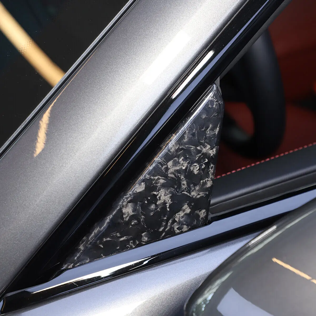 Forged-Real-Carbon-Fiber-Front-A-pillar-Triangle-Trim-Fit-For-Porsche ...