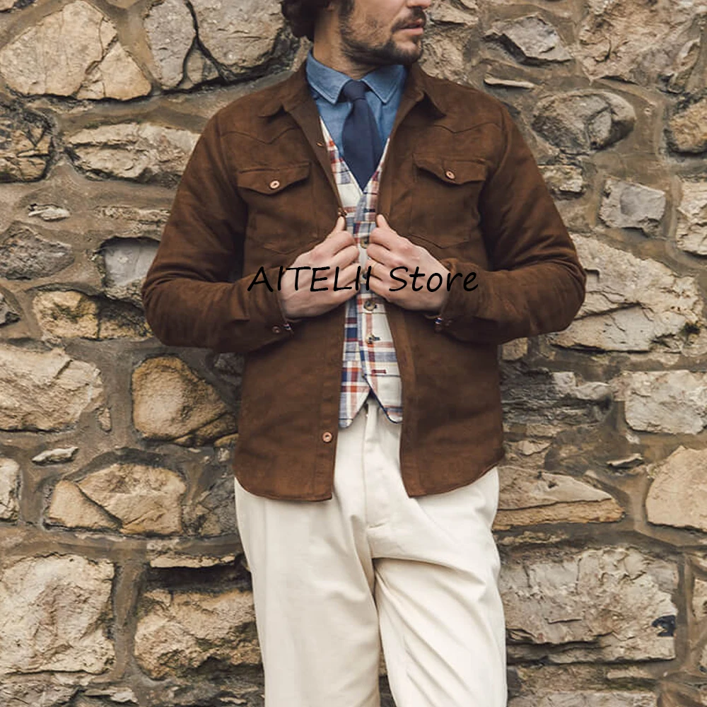 Men's Suede Jacket Suits Jackets for Suit New in Suits and Blazers Man ...