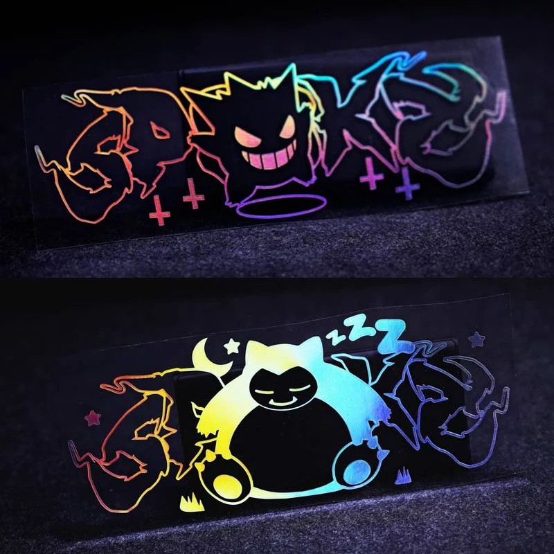 Cartoon Pokemon Car Sticker Creative Laser Hollow Motorcycle DIY Glass ...