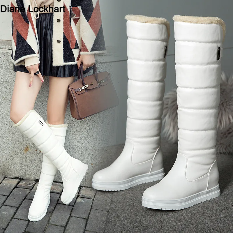 Winter-Warm-Pink-White-Snow-Boots-Women-Shoes-2024-Low-Heels-Knee-High ...