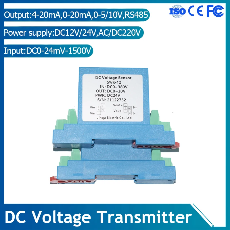 DC Voltage Transmitter DC0 24mV 1500V Input 4 20mA 0 5V 10V RS485 Output Voltage Signal ...