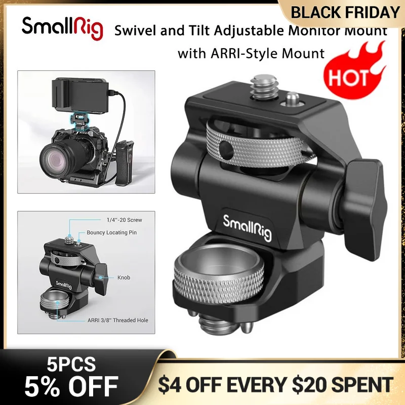 SmallRig-DSLR-Camera-Clamp-Swivel-and-Tilt-Adjustable-Monitor-Mount-w ...