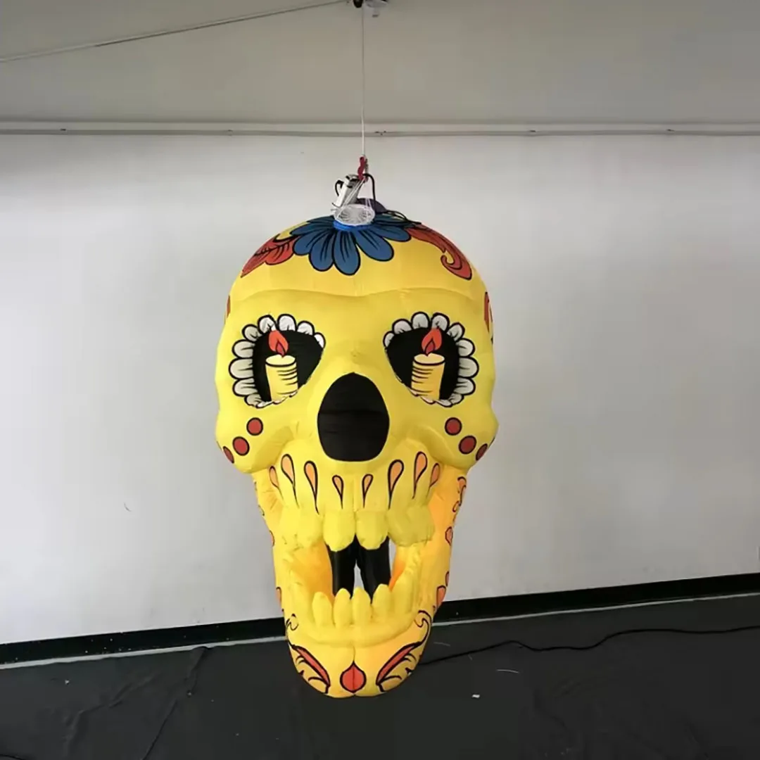 Giant-Inflatable-Skull-with-White-LED-Light-Nightclub-Club-Stage ...