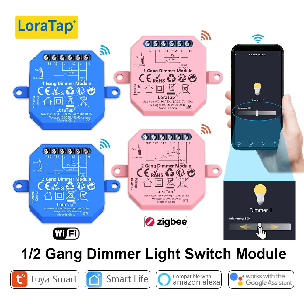 Loratap Wifi & Zigbee Dimming Light Switch Relay Breaker Module Tuya ...