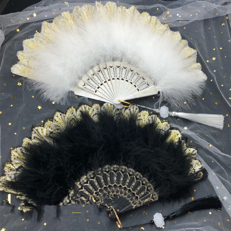 White Turkey Feather Hand Fans for Wedding Handmade Feathers Fan Crafts ...