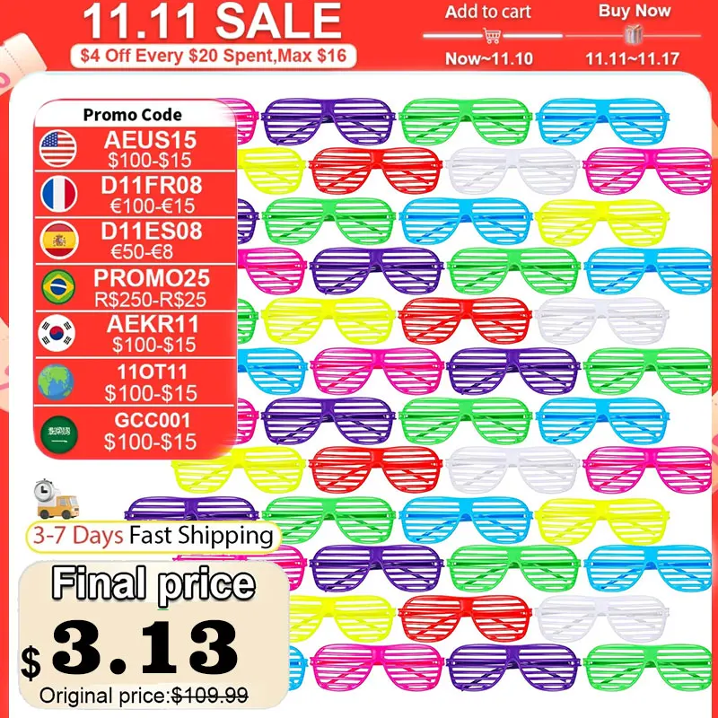6pcs-Shutter-Shades-Glasses-Shutter-Sunglasses-Neon-Color-Shutter ...