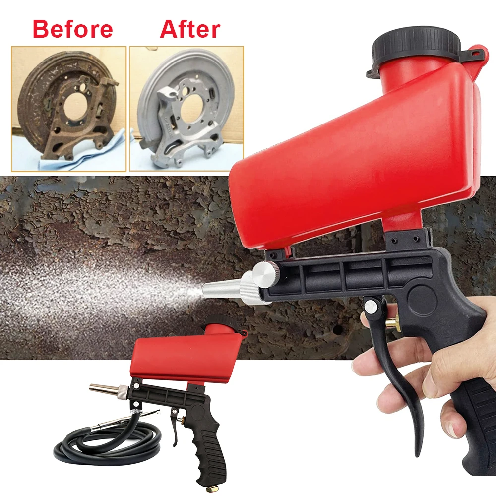 Pneumatic-Sandblasting-Gun-with-Tube-Adjustable-90psi-Sand-Blaster-Sand ...