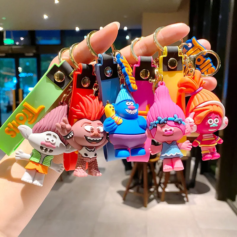 New Creative Cartoon Trolls Doll Keychain Pendant Bag Car Key Chain ...