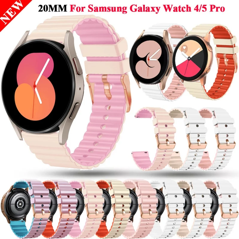 20mm-Girl-Strap-For-Samsung-5-4-40MM-44MM-4-Classic-42-46mm-Silicone ...