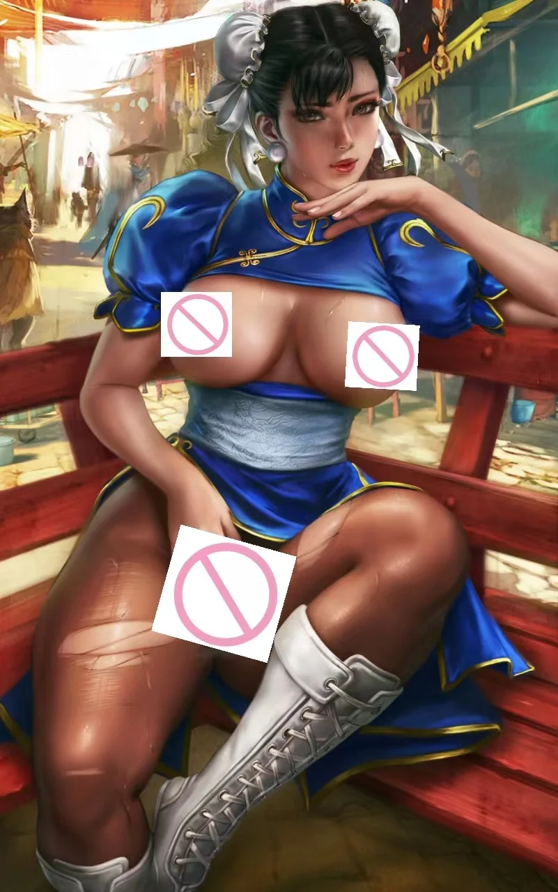 Chun Li Street Fighter Big Boobs Anime Sexy Naked Lady Print Canvas Ai
