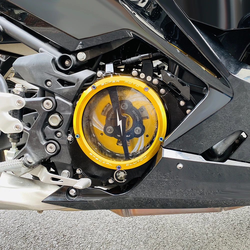 CNC Ninja400 Clear Clutch Cover Engine Protector Guard Spring Retainer ...