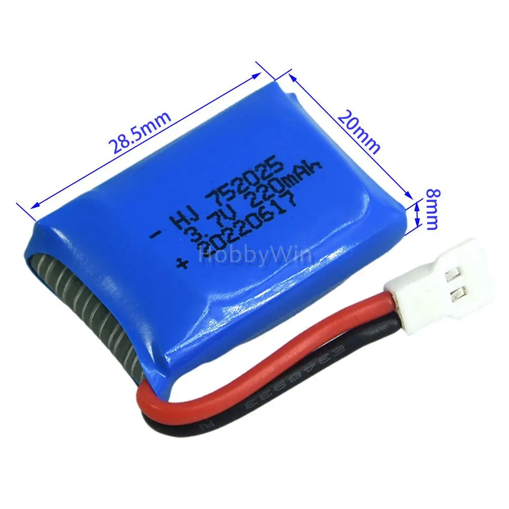 3-7V-220mAh-20C-Lipolymer-Battery-MX2-0-2P-Positive-Plug-fit-for-Syma ...
