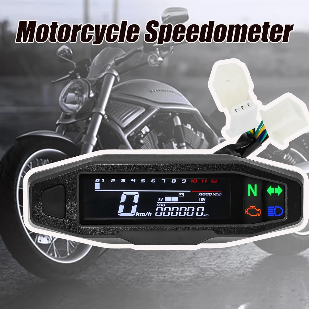 Motorcycle Speedometer Digital Odometer RPM Tachometer Motor Bike Mini ...