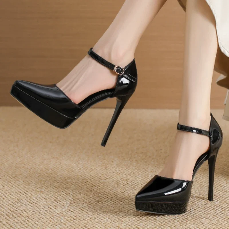 2025 New Women Pumps Platform Ankle Strap Stiletto High Heels Dress ...