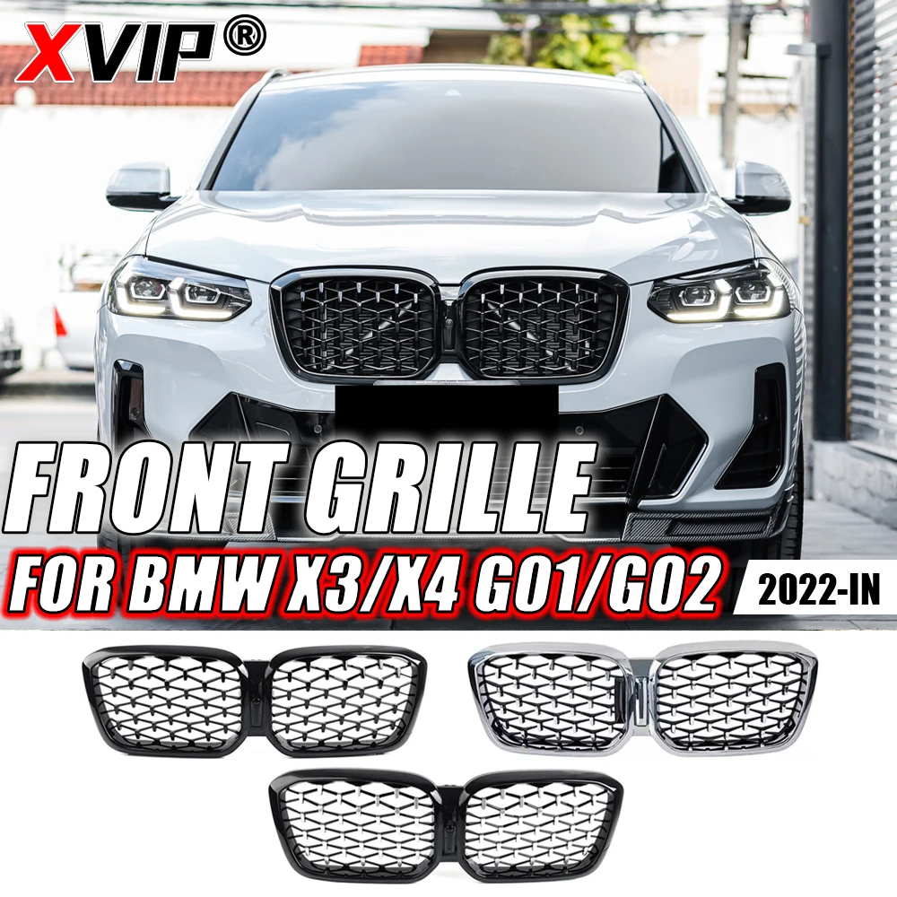XVIP-Chrome-Black-Diamonds-Style-Upper-Grilles-For-BMW-X3-G01-X4-G02-2022-IN-Silver.jpg