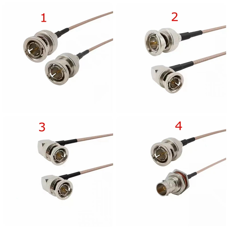 75Ohm RG179 Cable BNC To BNC Female Male Right Angle Connector Adapter for Video Pigtail Jumper ...