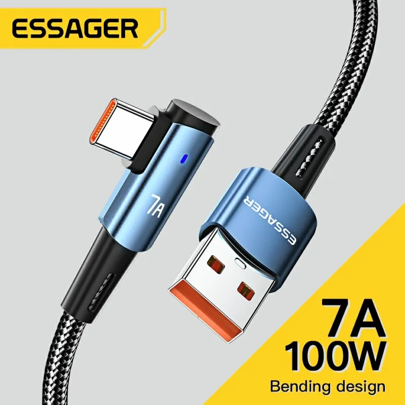 Essager 7A USB C Cable 90 Degree USB Type C Cable For OPPO 100W Fast ...