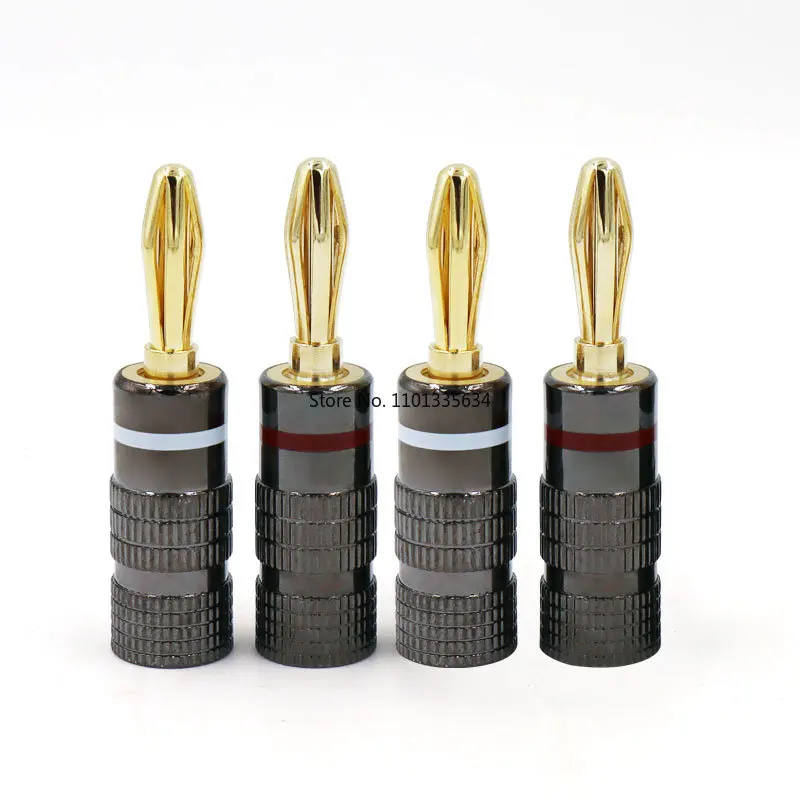 4pcs New Gun Metal BANANA PLUGS 24K Gold-plated 4MM Banana Connector ...