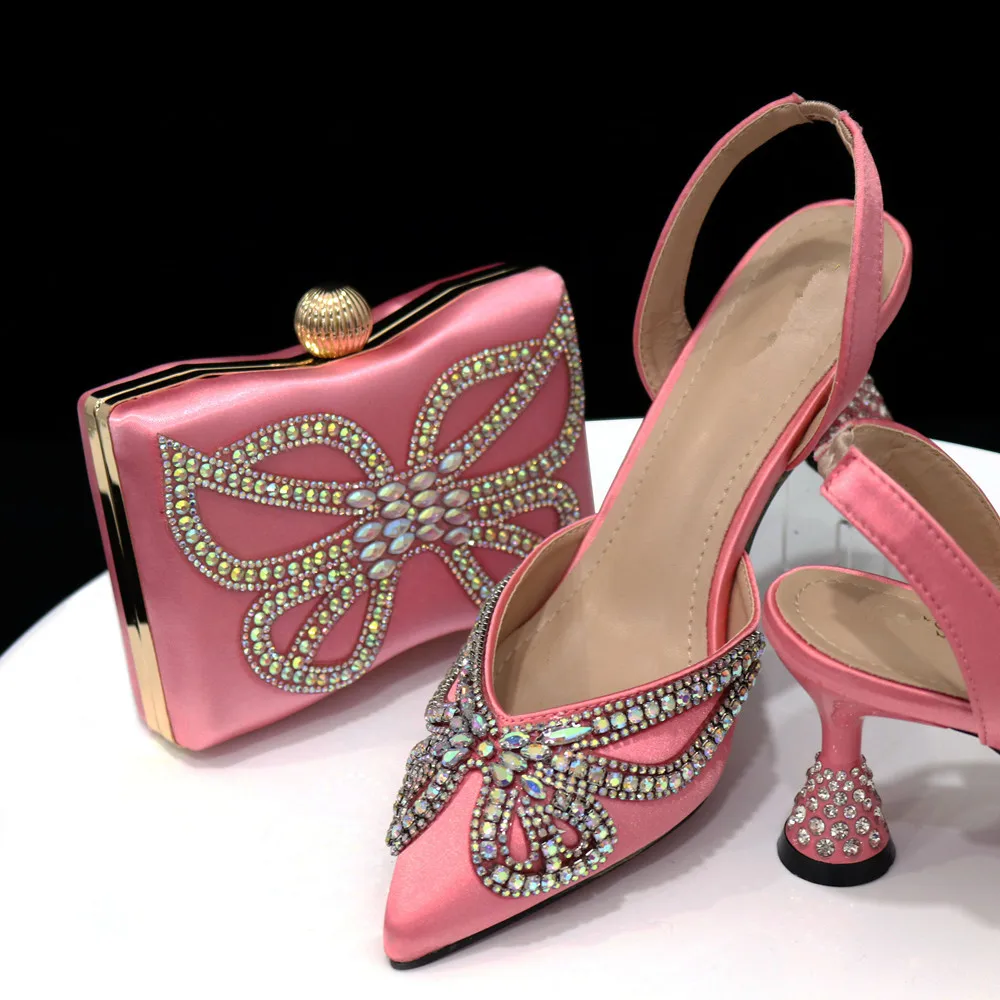 Peach-Women-Shoes-And-Bag-Set-2024-Ladies-Pumps-Match-With-Purse ...