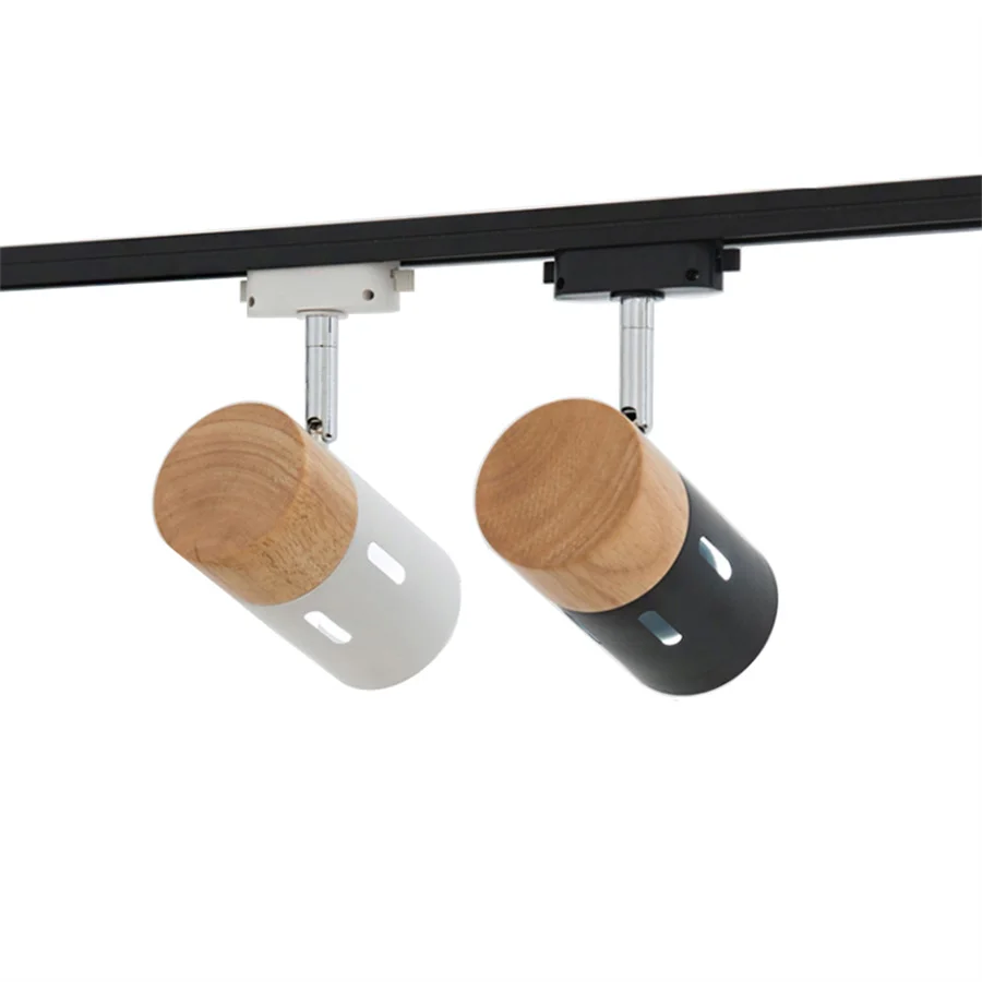Nordic-LED-Track-Light-Modern-Wood-Adjusted-Rail-Track-Spotlights-Decor ...