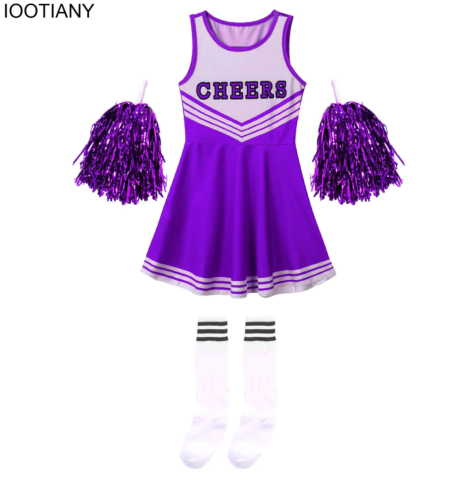 rmellose-Tanz-kost-m-M-dchen-Cheerleading-Uniform-Kinder-Cheerleader-Outfit-Rundhals-ausschnitt ...