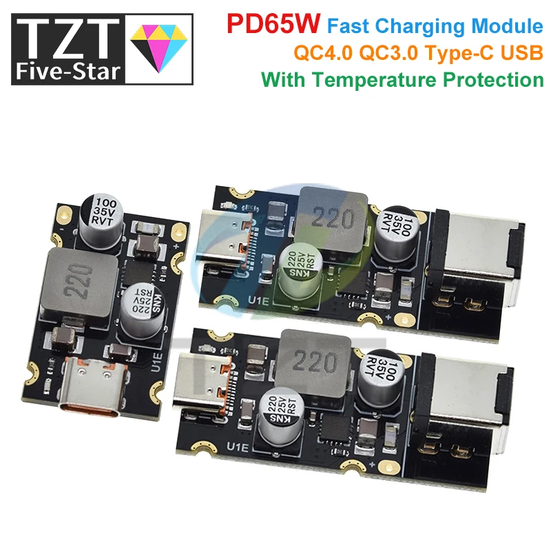 QC4.0 QC3.0 Type-C USB PD 65W Fast Charging Adapter Module DC8-32V 3 ...