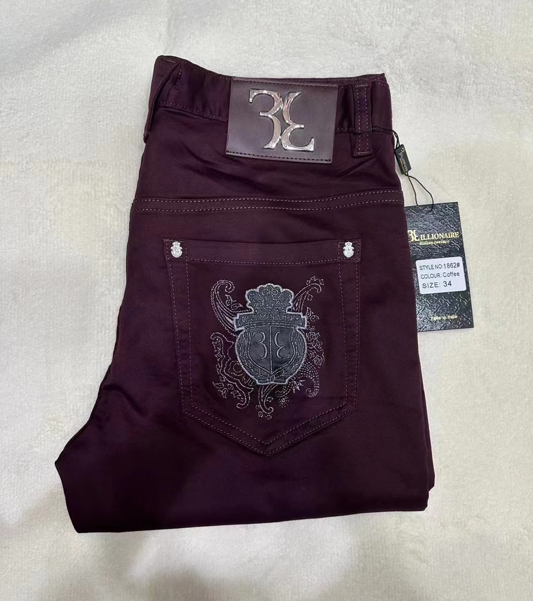 Billion-Aire-BLKA-Jeans-de-Algod-o-Cal-as-Compridas-Bordados-El-sticos ...