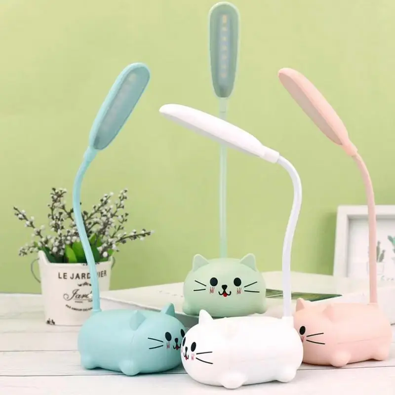 Mini Cat USB Lamp LED Cute Animal Night Light Rechargeable Table Lamp ...