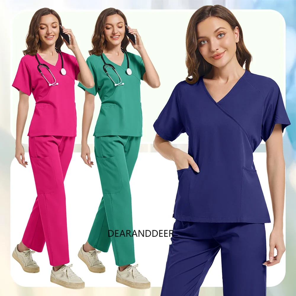 Women's elastic fitted matte nurse set hospital medical laboratory ...