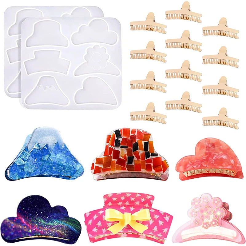 DIY Crystal Epoxy Resin Mold Irregular Shape Shark Hairpin Patch Hair ...