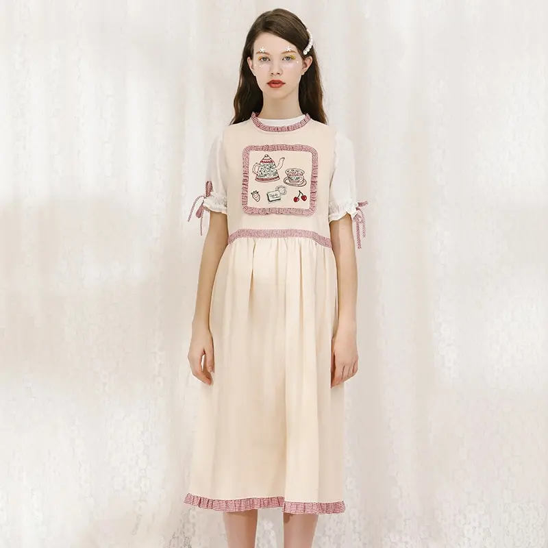 Women-s-Cotton-Draps-Dress-Ruffles-Female-Loose-Bow-Tie-Up-Sleeveless ...