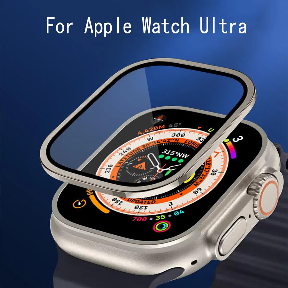 Metal-Bumper-Tempered-Glass-For-Apple-Watch-Ultra-49mm-Accessories ...