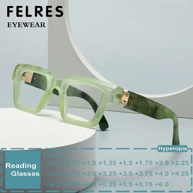 Thick-Frame-Jelly-Reading-Glasses-Women-Luxury-Brand-Square-Presbyopic ...