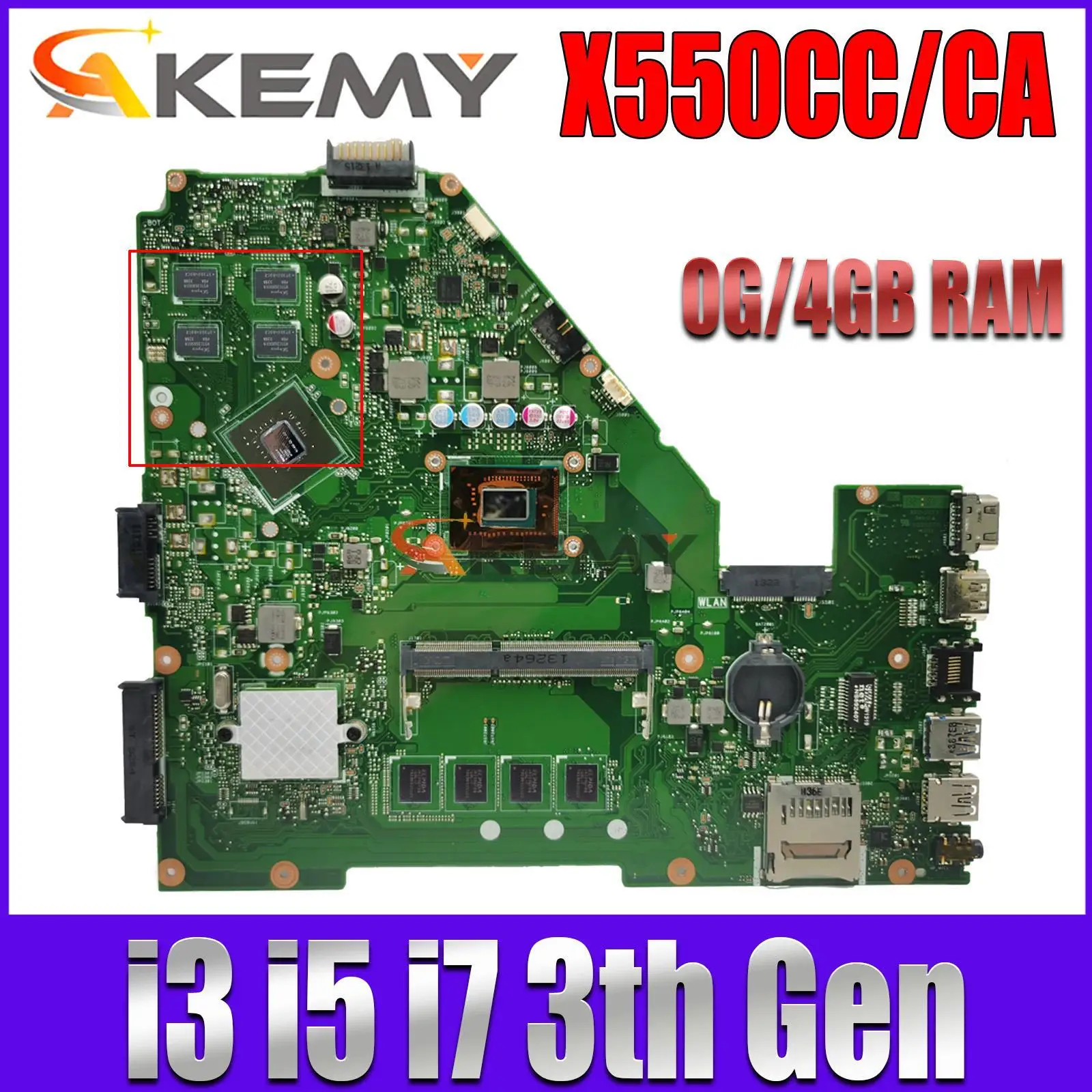 Placa base para ordenador portátil, placa base para ASUS X550CA, X550CL ...