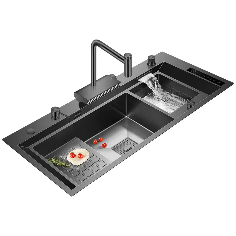 Newest-1150-500-220mm-Black-Kitchen-sink-APP-control-Intelligent-sink ...