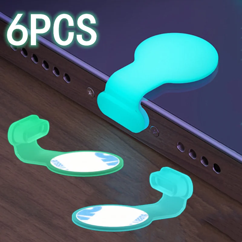 6PCS Silicone Luminous Anti lost Dust Plug For Apple iPhone iPad ...