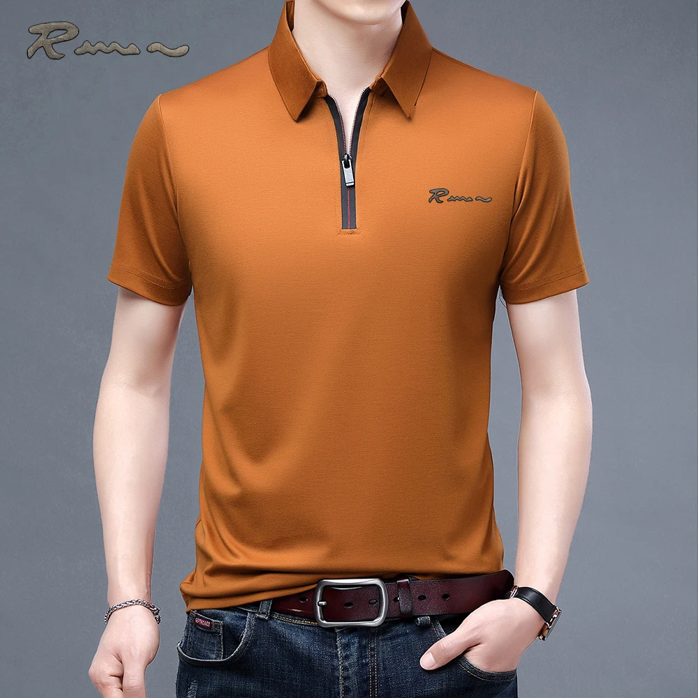 High-grade-Men-Letter-Printing-Polo-T-Shirts-Short-Sleeved-Zipper ...
