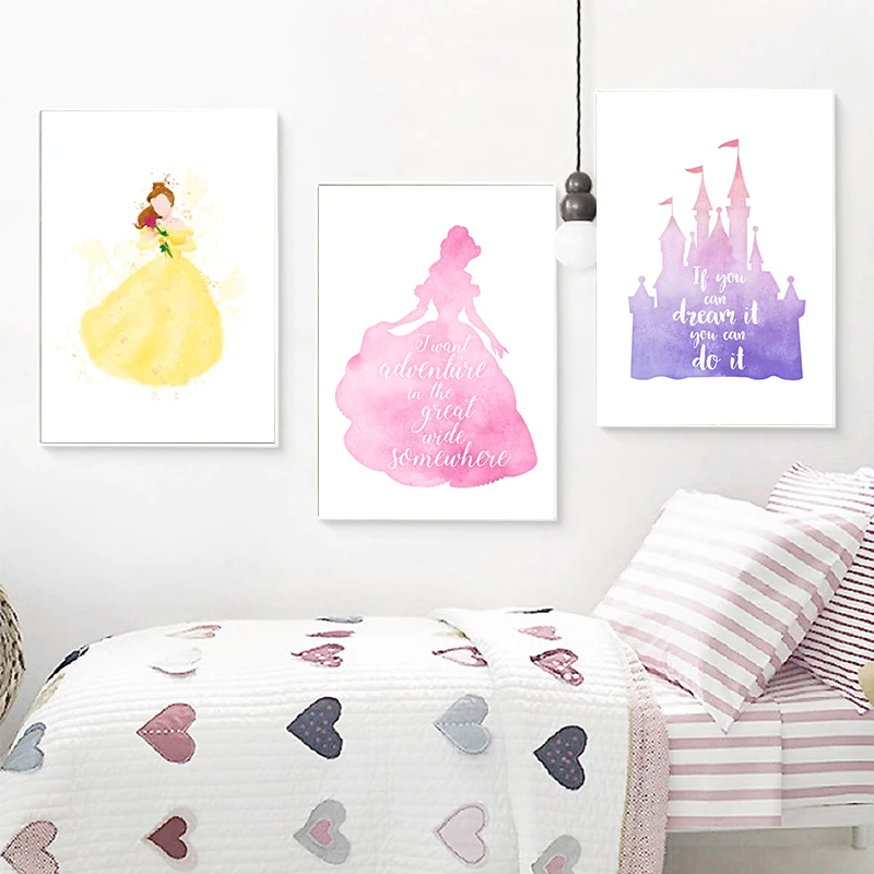Beauty-The-Beast-Poster-Princess-Bella-Art-Prints-Watercolor-Disney ...