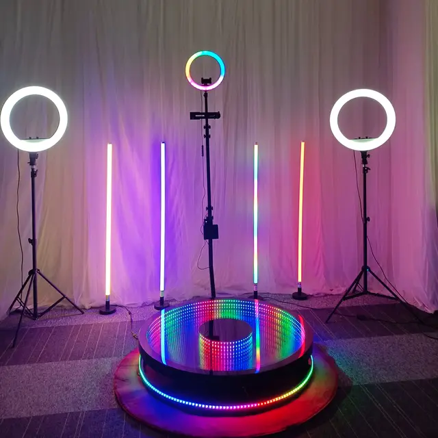 Business LED Glass spin 360 Photo Booth Video Rotating Machine Selfie ...