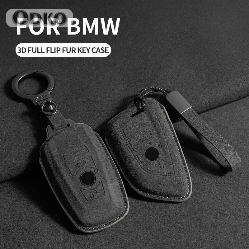 Suede Car Remote Key Case Cover for BMW 1 3 5 7 Series X3 X5 X6 F30 F34 ...