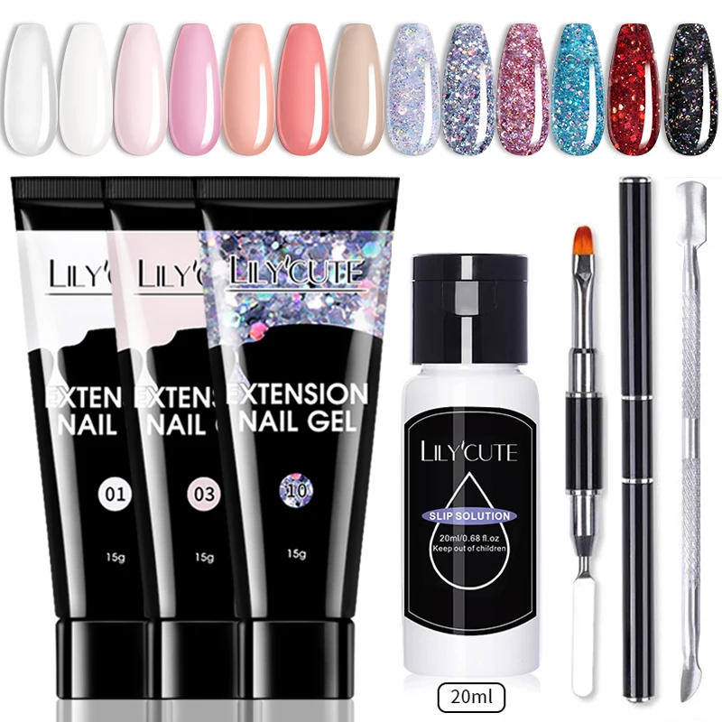 Nail Extension Gel Kit Soak Off UV Gel Acrylic White Clear Pink Gel ...