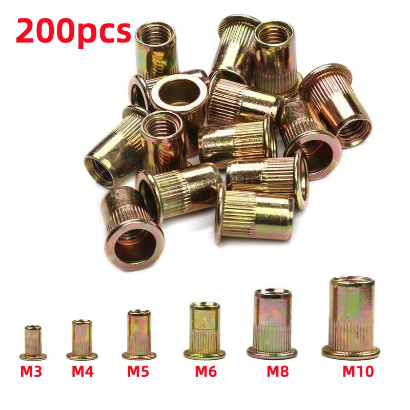 Tuercas de remache de cabeza plana de acero al carbono, Kit de tuercas ...