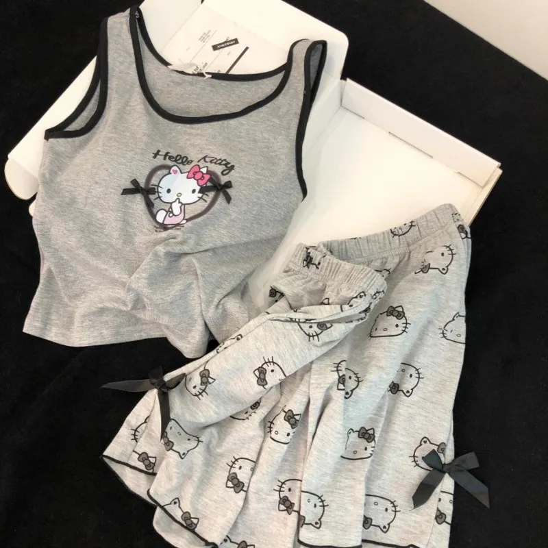 Miniso-Sanrio-Hellokitty-Casual-Pajamas-Suit-Sleeveless-Pad-Tops-Shorts ...