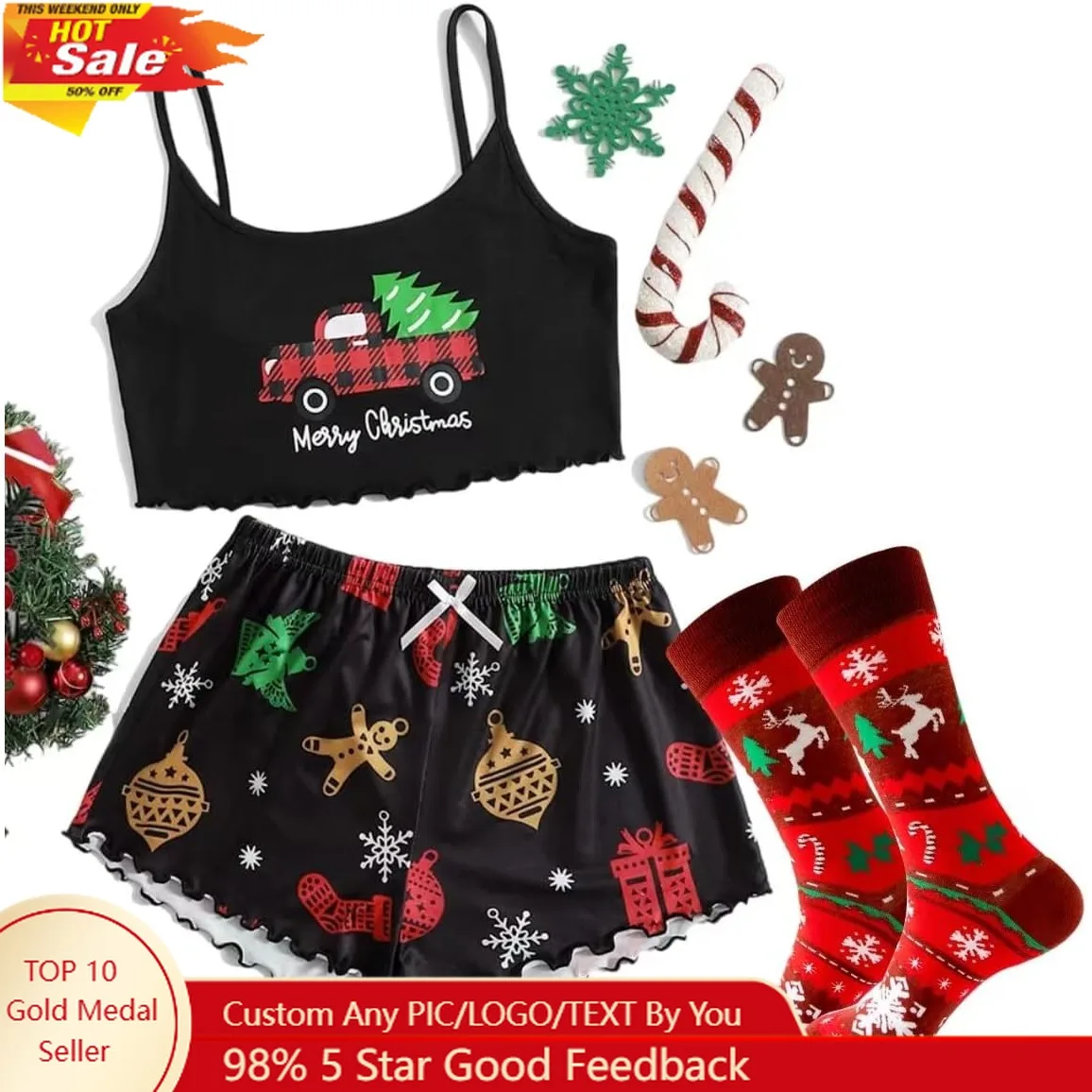 Cute Pj Sets Pajamas Camisole Shorts Set Women Lounge Lingerie Cami ...