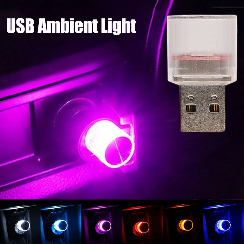 Mini USB Car Ambient Light Colorful Flash LED Atmosphere Lamp Portable ...