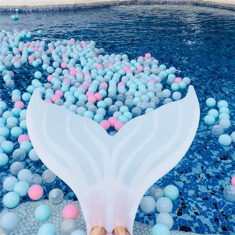 New-Mermaid-Fins-White-Silicone-Single-Fins-Free-Diving-Adult-Swimming ...